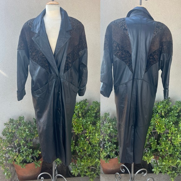 Jacqueline Ferrar | Jackets & Coats | Vintage 98s Black Leather Trench ...